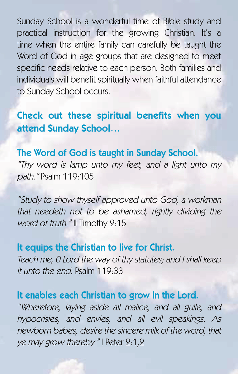 Sunday School is for You and the Family – Beacon of Truth Baptist ...